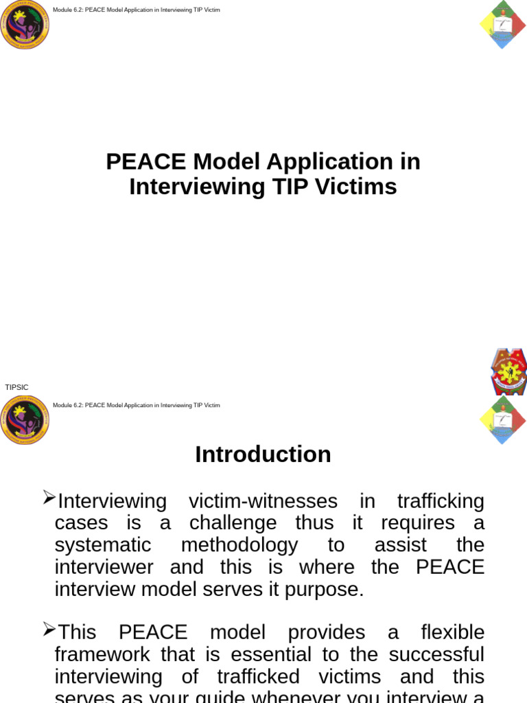 6.2 PEACE Model Application Interviewing Trafficked Victims | PDF ...