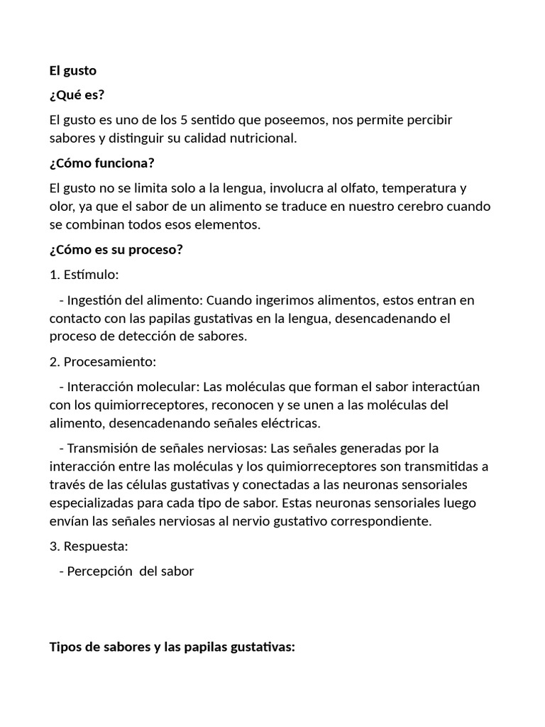 El Gusto | PDF | Gusto | Anatomía