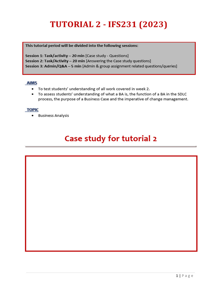 Business Analysis Tutorial 2 Guide | PDF | Career & Growth | Business