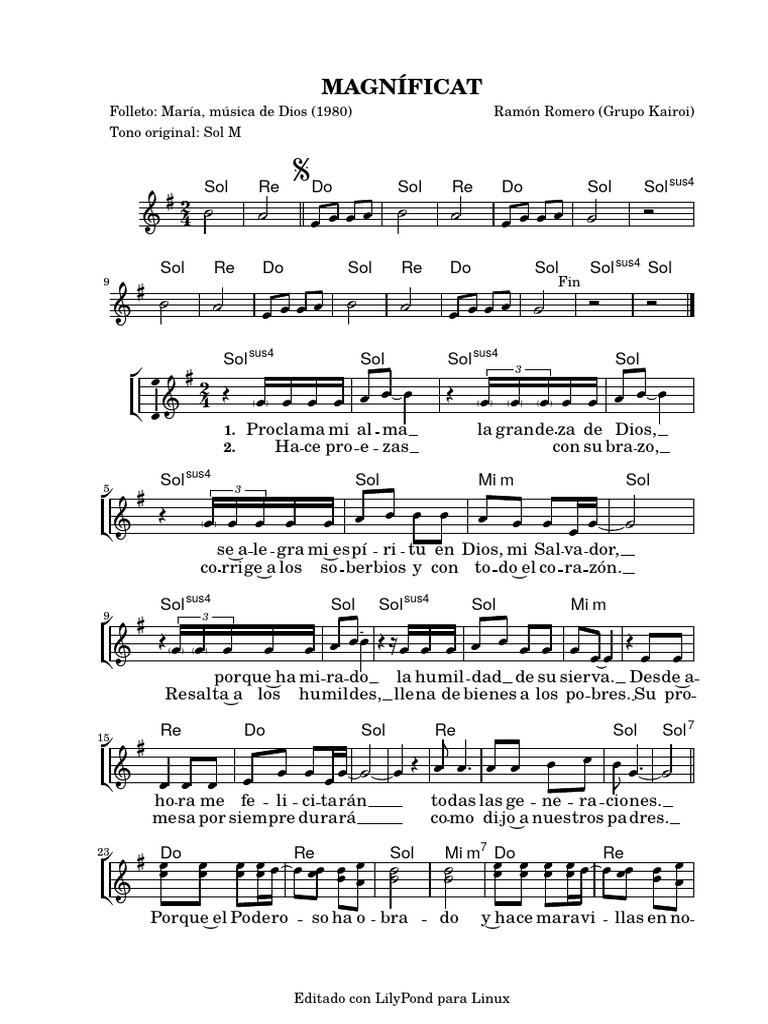 Acordes y letra de Magnificat Kairoi | PDF