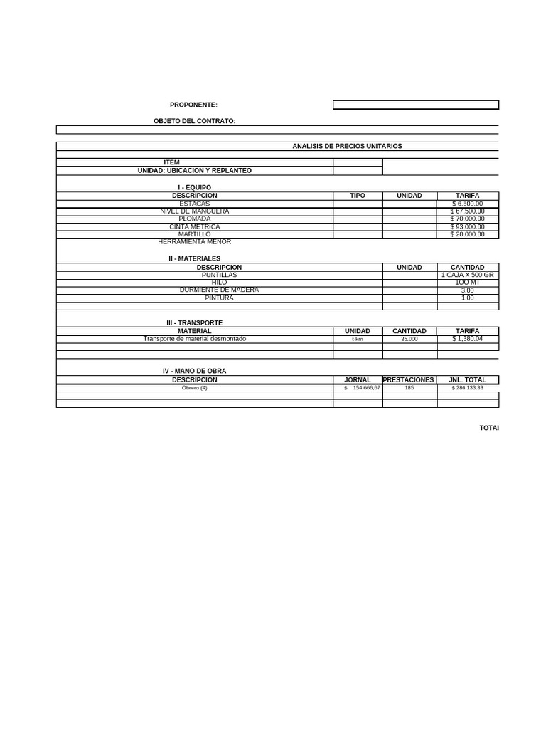 APU Ejemplo | PDF | Equipamiento pesado | Equipos de construcción