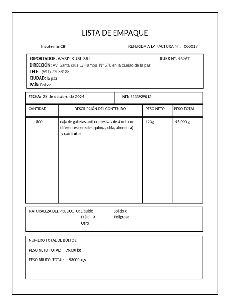 List de Empaque ........ | PDF