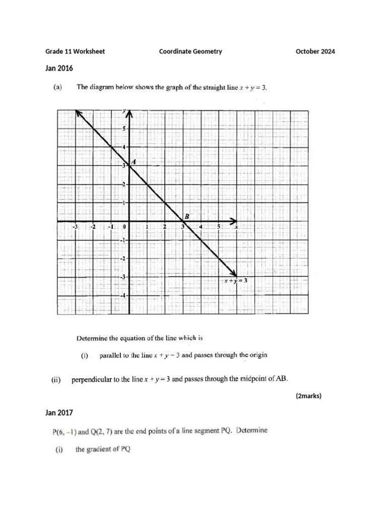 Coordinate Geometry Worksheet | PDF