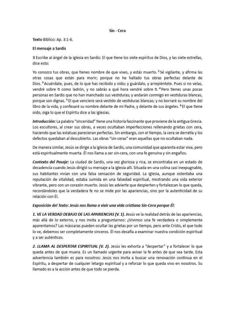 Sin Cera | PDF | Jesús | Cristo (título)