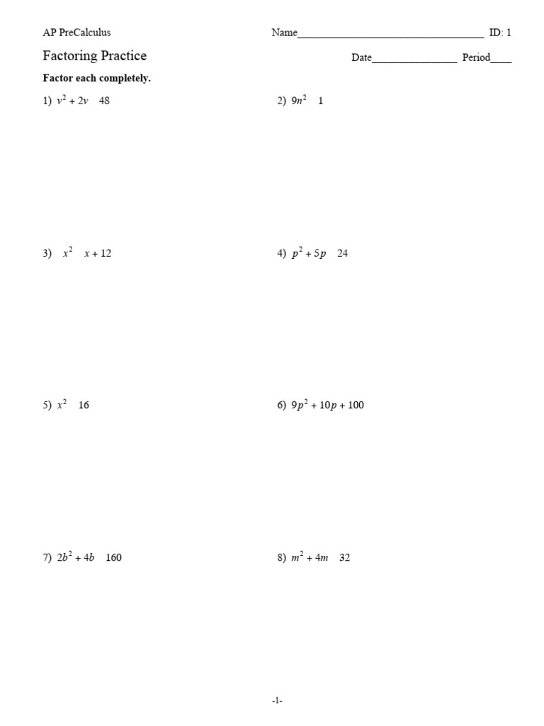 Factoring Practice | PDF | Teaching Methods & Materials | Technology & Engineering