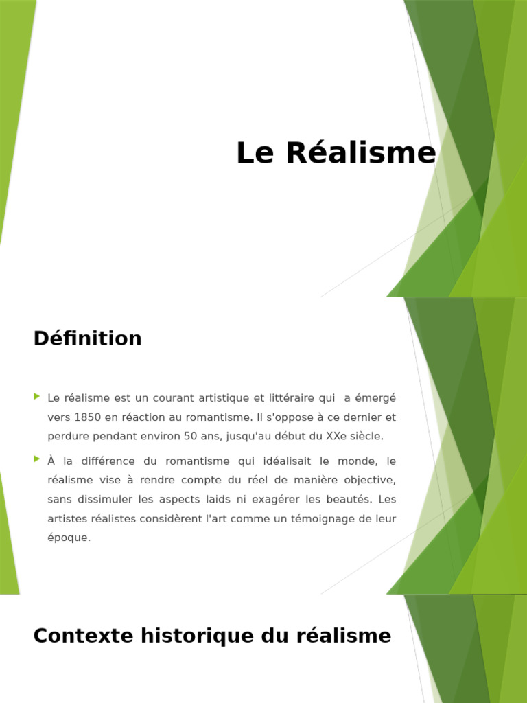 Le Réalisme : Courant de Flaubert | PDF | Réalisme (littérature ...