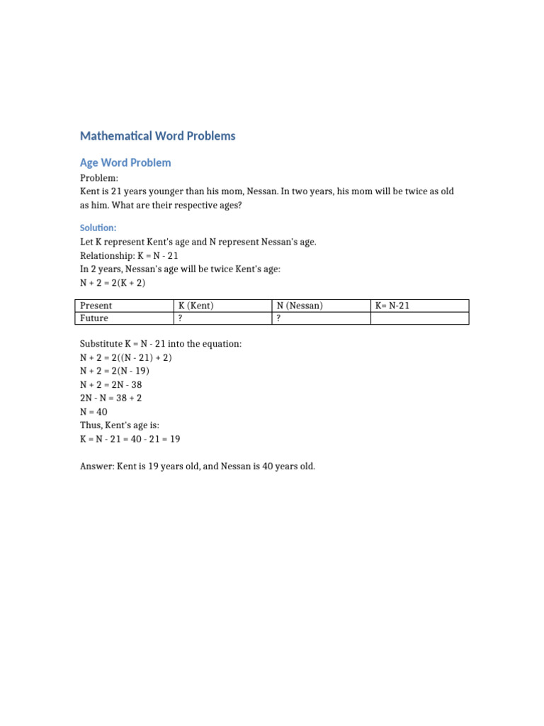 Math Word Problems | PDF