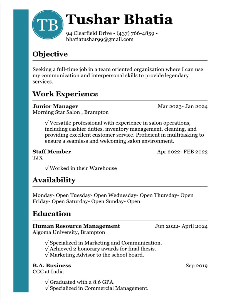 Resume Tushar Bhatia | PDF