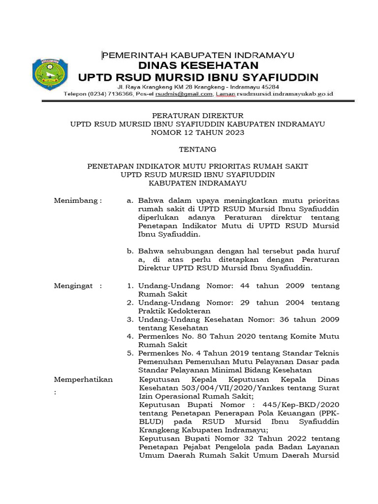 PMKP Standar 2 Ep 1 Penetapan Indikator Mutu Prioritas Rumah Sakit | PDF