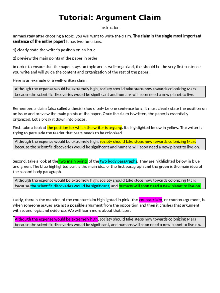 Argument_Claim_Tutorial | PDF