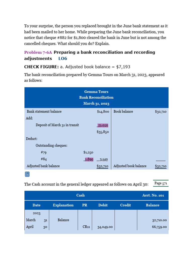 Problem 7-3a | PDF | Banks | Cheque Problem 7-3a | PDF | Banks | Cheque