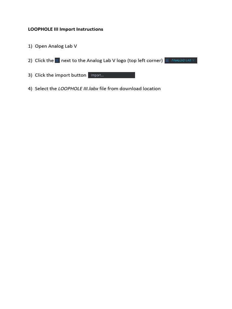 LOOPHOLE III Import Instructions | PDF