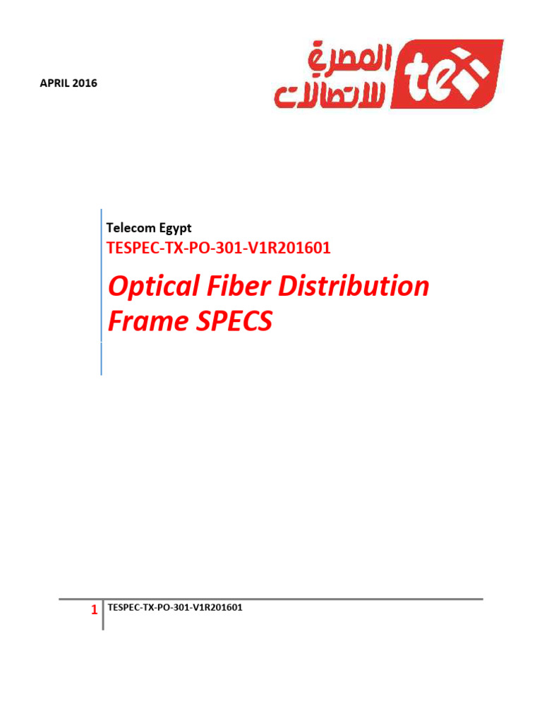 3.01 Optical Distribution Frames | PDF | Optical Fiber | Equipment