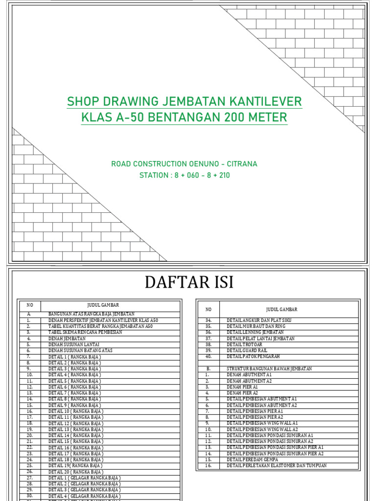 Shop Drawing Jembatan Sta 8+060 - 200 M | PDF | Pedestrian ...