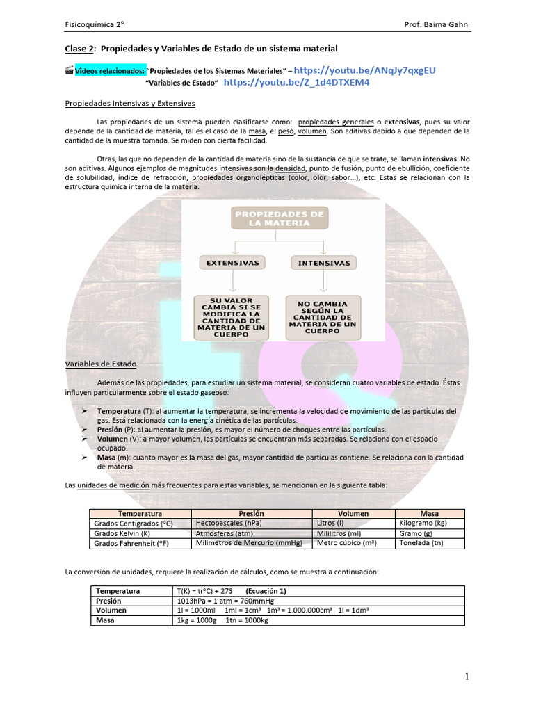 FQ2 Clase 2 Propiedades y Variables de Estado | PDF | Gases | Importar