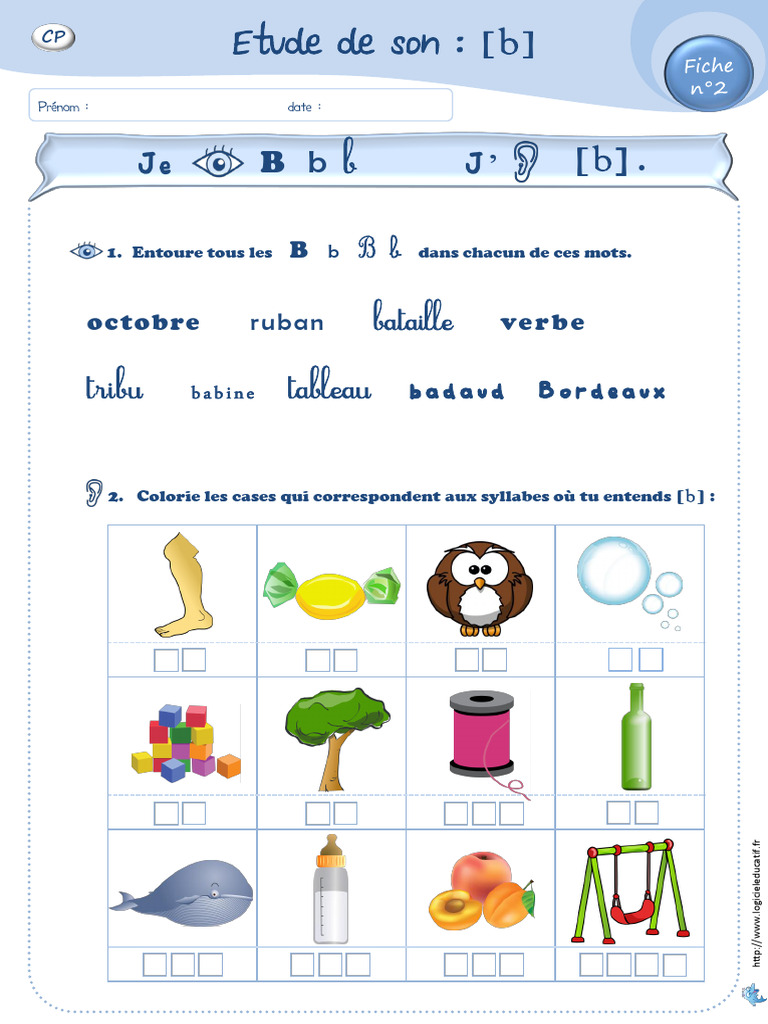 Étude du son [b] en CP | PDF