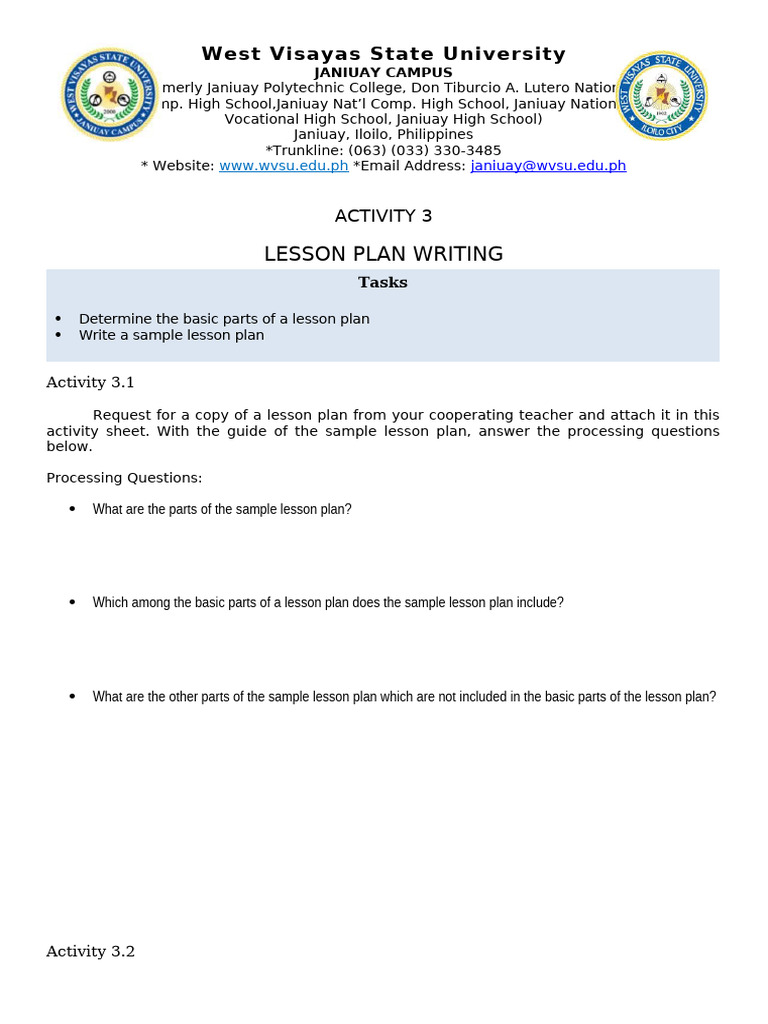 Activity 3 | PDF | Lesson Plan | Education Theory