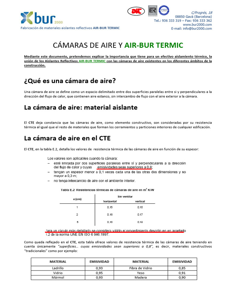 Cámaras de Aire y AIR-BUR TERMIC | PDF | Transferencia de calor ...