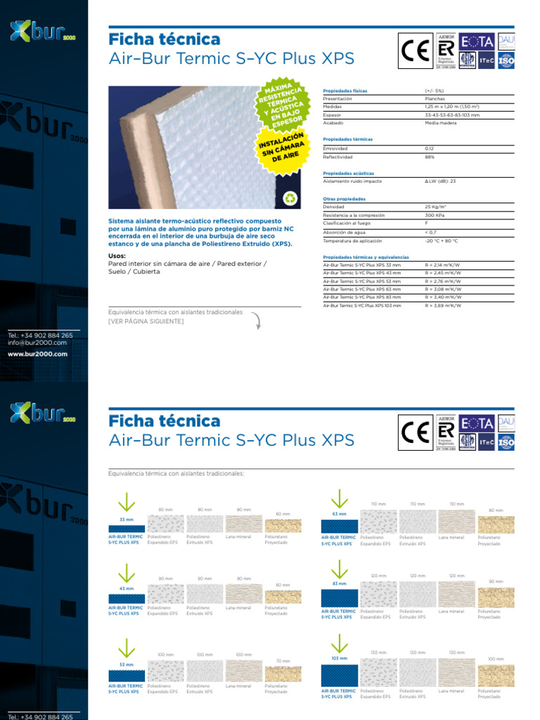 Ficha Técnica AIR-BUR TERMIC S-YC PLUS XPS | PDF | Fenómenos científicos | Materiales