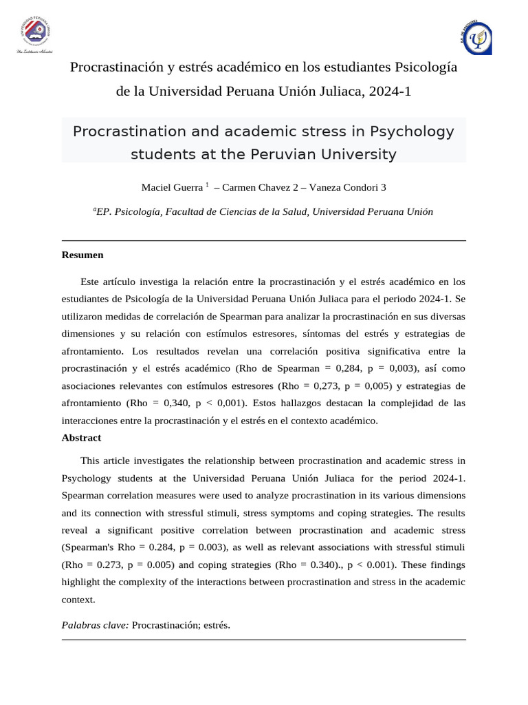 Articulo Estadistica fINAL | PDF | Estadísticas | Estrés (biología)