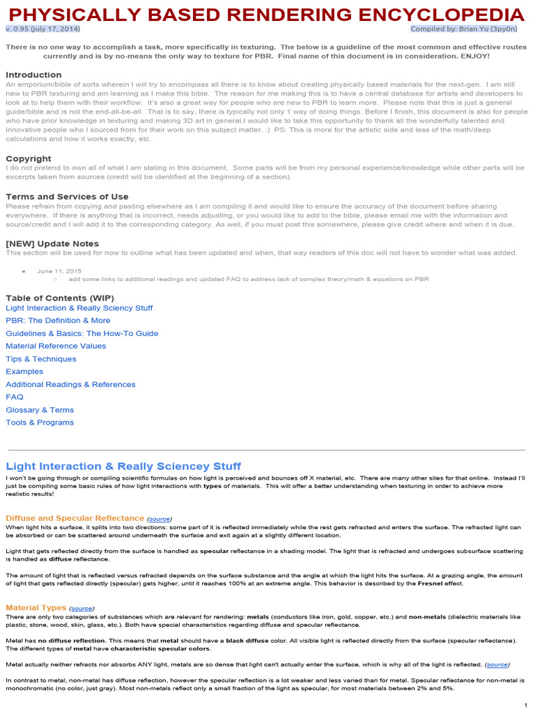 Physically Based Rendering Encyclopedia | PDF | Reflectance ...