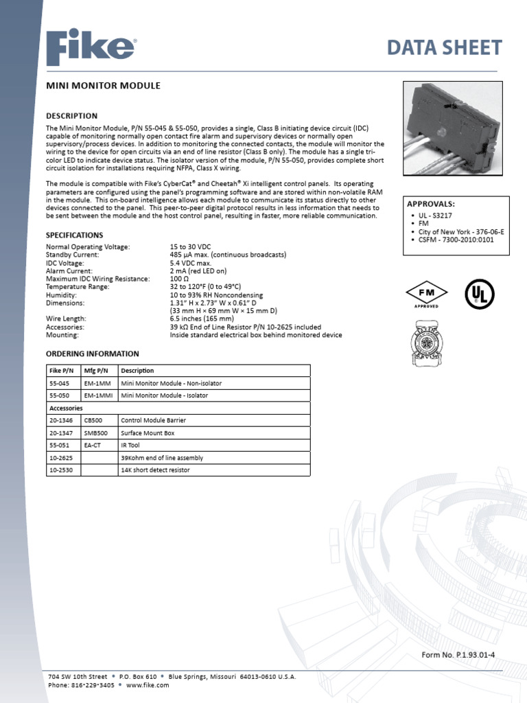 Mini Monitor Module Overview 55-045 | PDF | Switch | Resistor