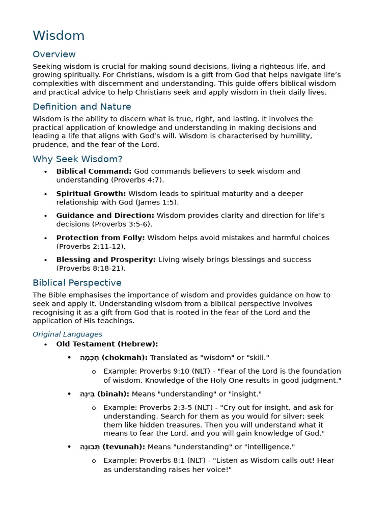 Wisdom | PDF | Wisdom | Book Of Proverbs