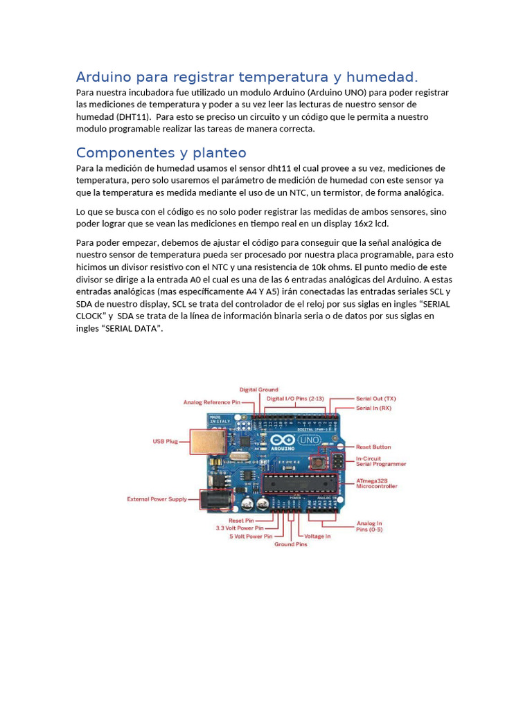 Arduino para Registrar Temperatura y Humedad Un Toque Resumido | PDF ...