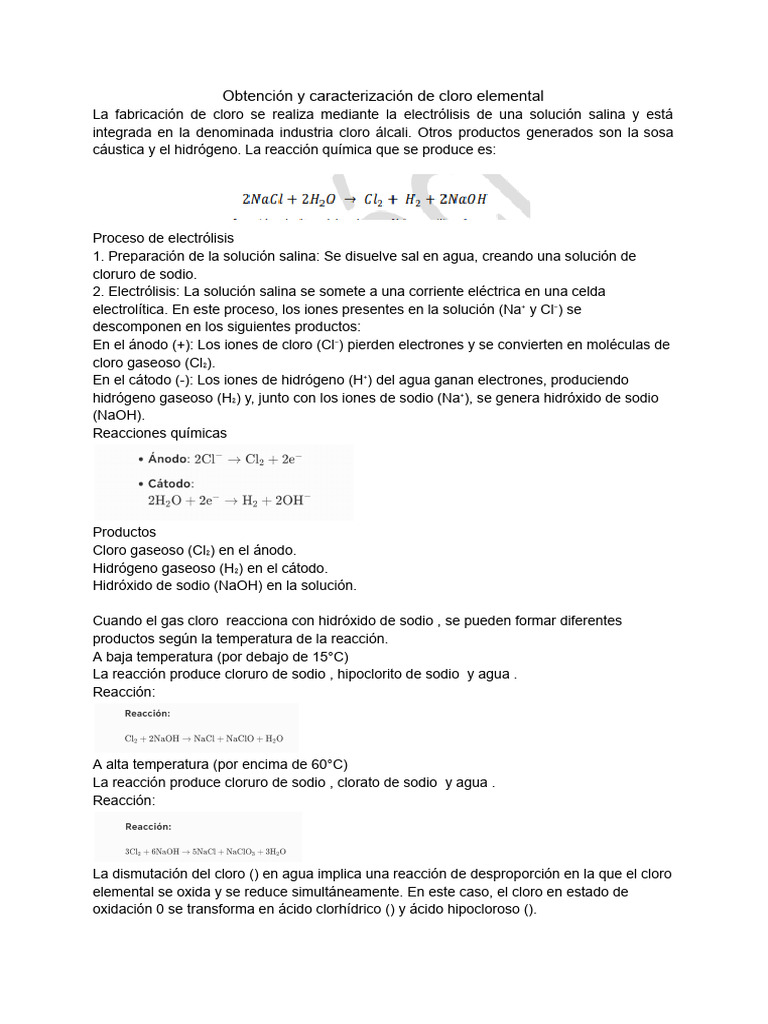 9-Obtención y Caracterización de Cloro Elemental | PDF | Hidróxido de ...