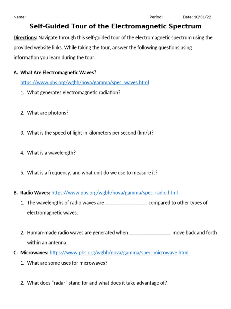 Self-Guided Tour of The Electromagnetic Spectrum | PDF ...
