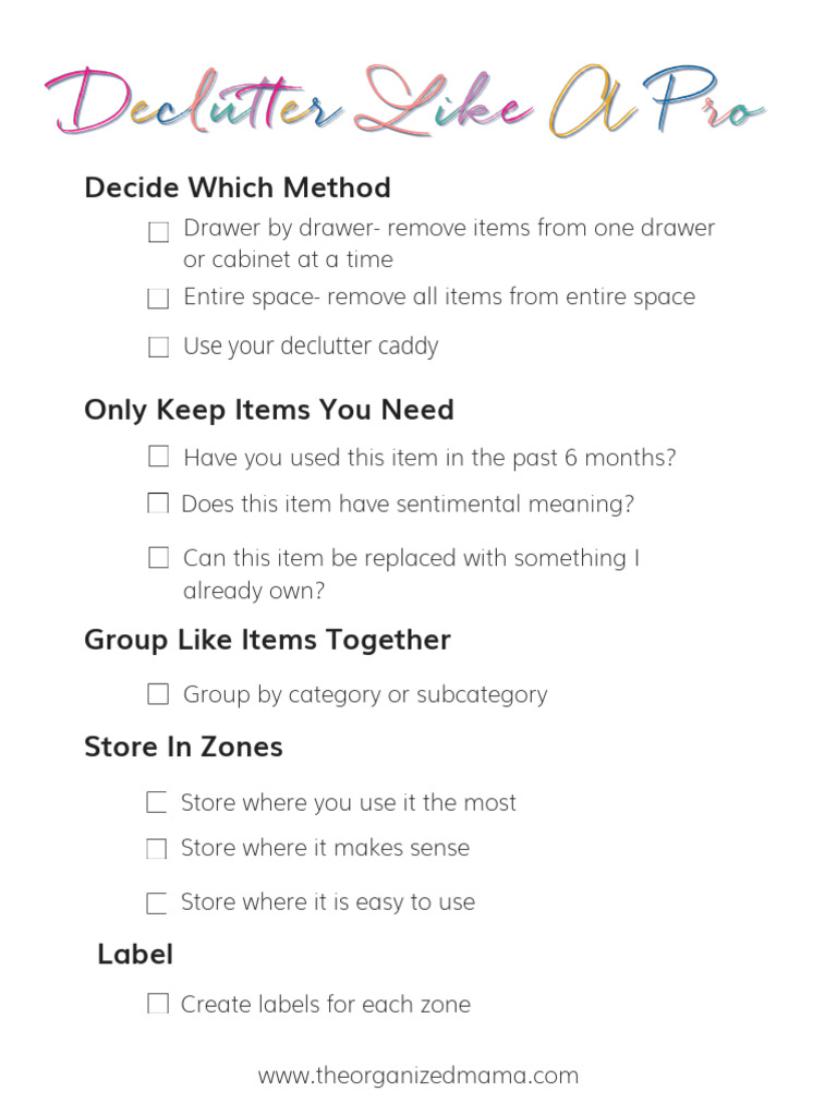 Declutter Like A Pro Checklist UPDATED | PDF | Self-Improvement