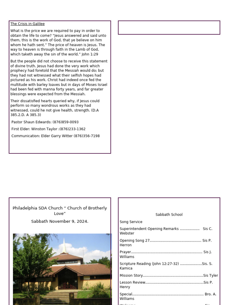 Philadelphia SDA Program | PDF | Jesus | Theology