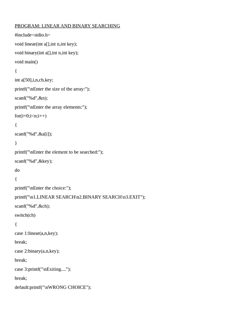 Linear Search&Binary Search | PDF | Computers