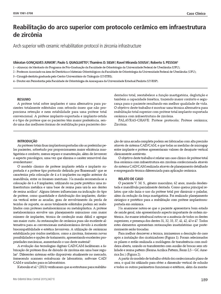 Reabilitação Do Arco Superior Com Protocolo Cerâmico em Infraestrutura ...