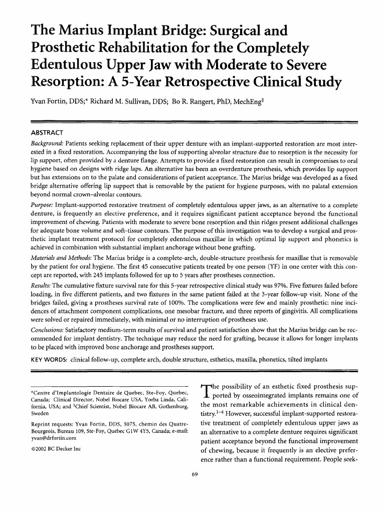 Clin Implant Dent Rel Res - 2006 - Fortin - The Marius Implant Bridge ...