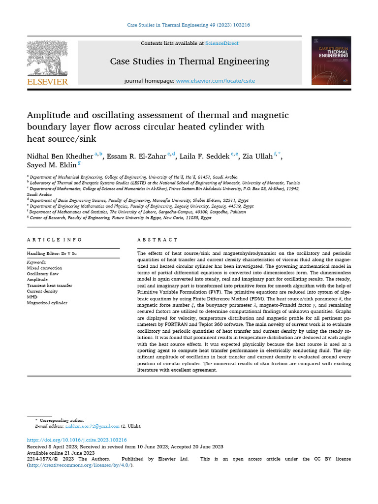001-Amplitude and Oscillating Assessment of Thermal and Magnetic | PDF | Boundary Layer | Fluid ...