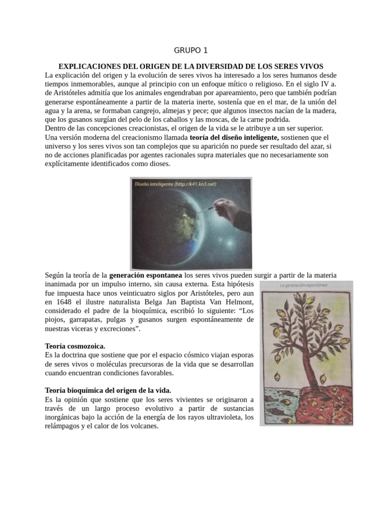 Grupo 1 - Exposiciones | PDF | Evolución | Abiogénesis