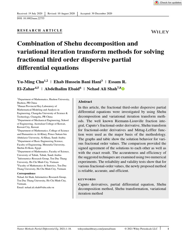 Combination of Shehu Decomposition and Variational Iteration Transform Methods For Solving F ...