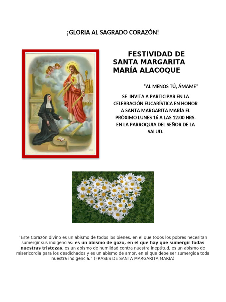 Celebración a Santa Margarita María | PDF