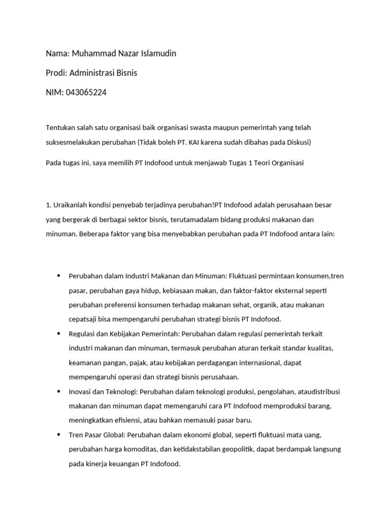 Perubahan Strategis di PT Indofood | PDF