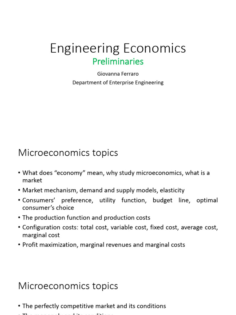 1. Preliminaries | PDF | Economics | Microeconomics