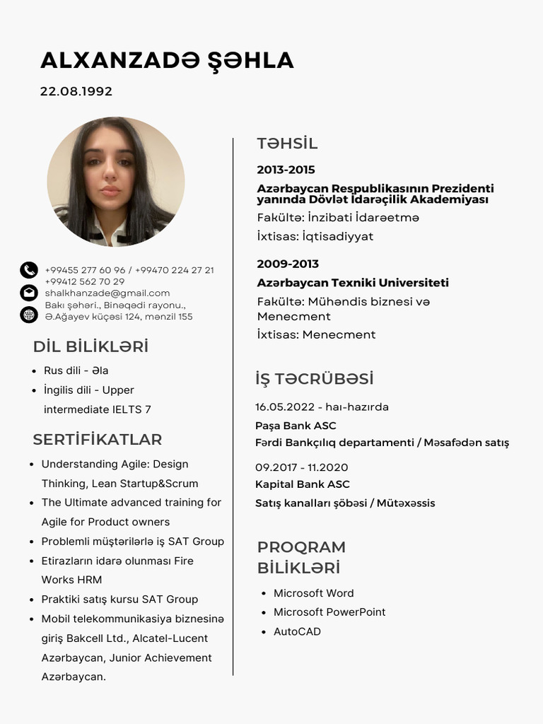 Alxanzadə Şəhla CV2 | PDF