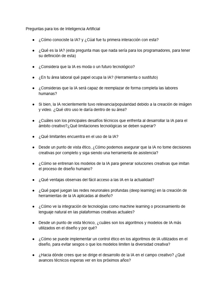 Preguntas para Los de Inteligencia Artificial | PDF | Inteligencia ...