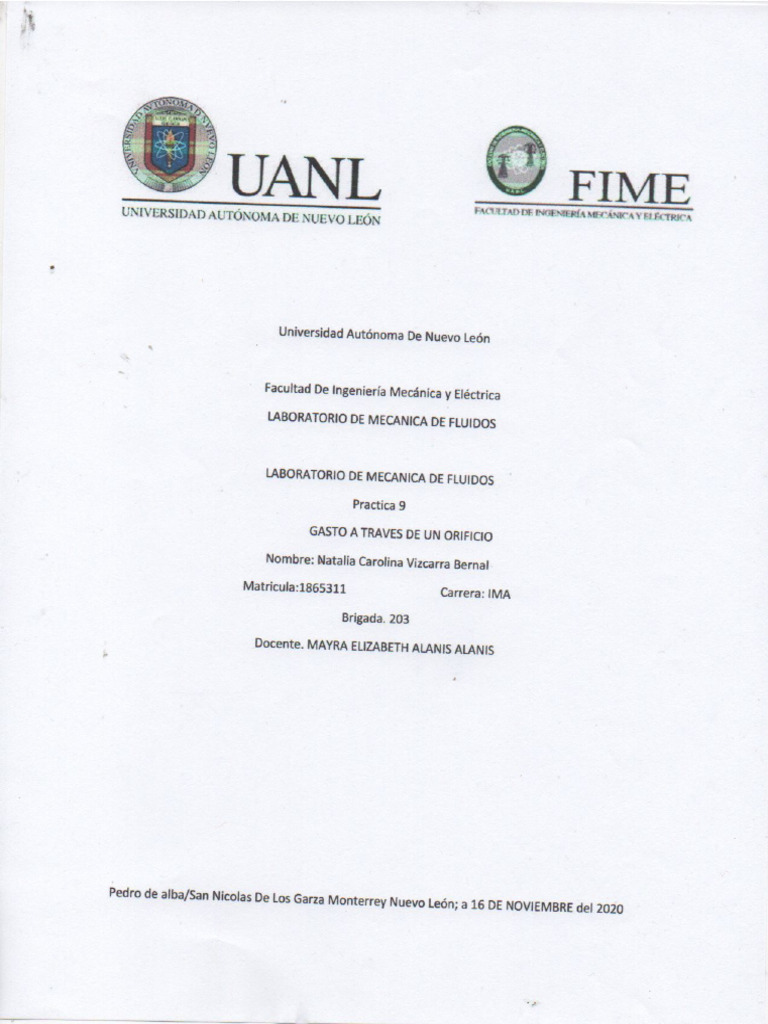 P9 Lab Mecanica de Fluidos | PDF