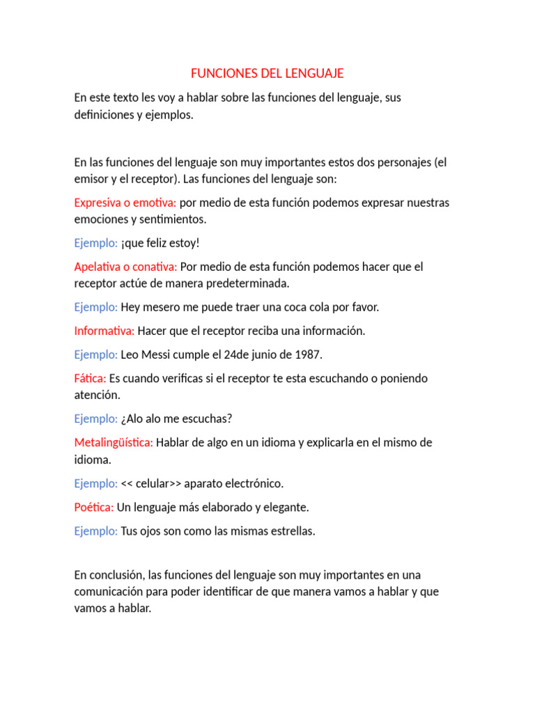 Funciones Del Lenguaje | PDF