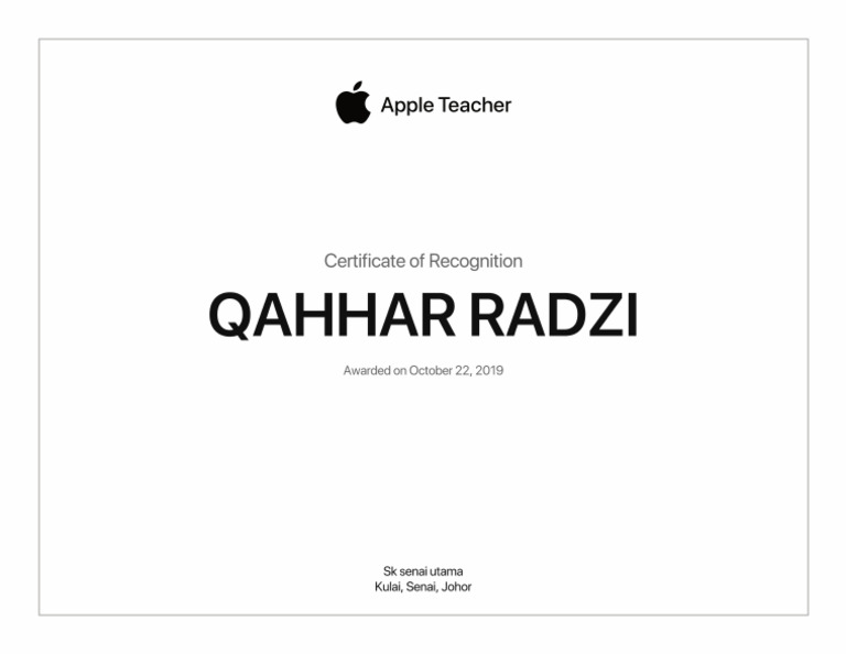 Apple Teacher Certificate | PDF