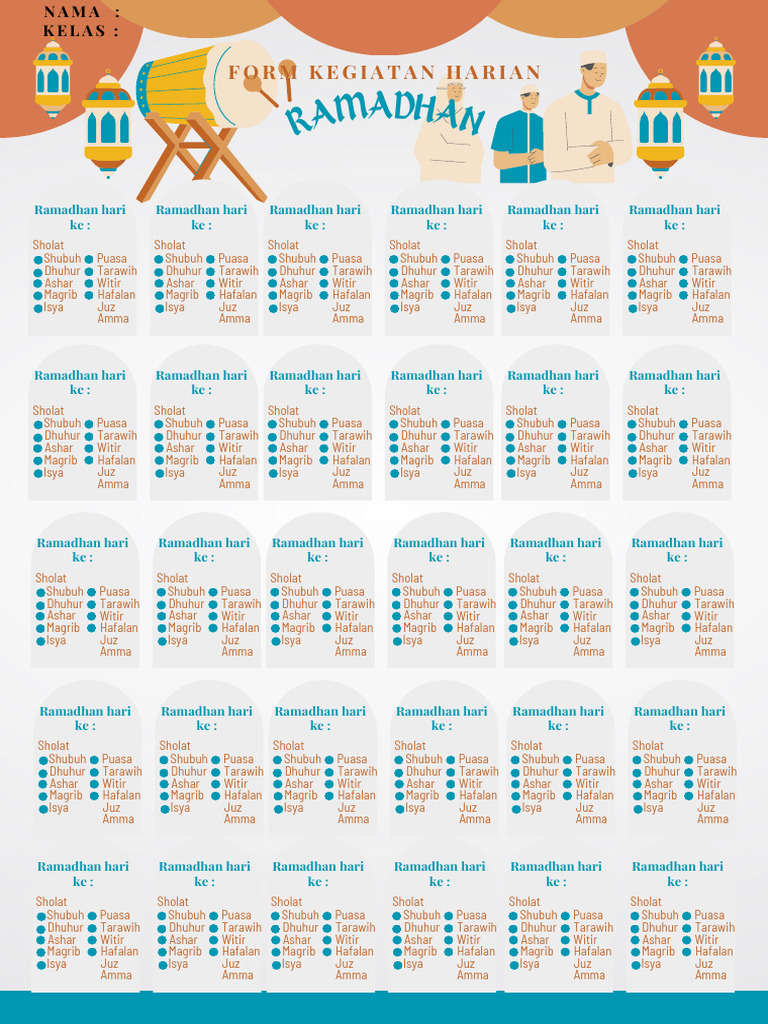 Ramadhan Daily Prayer and Fasting Log | PDF | Observances Set | Ramadan