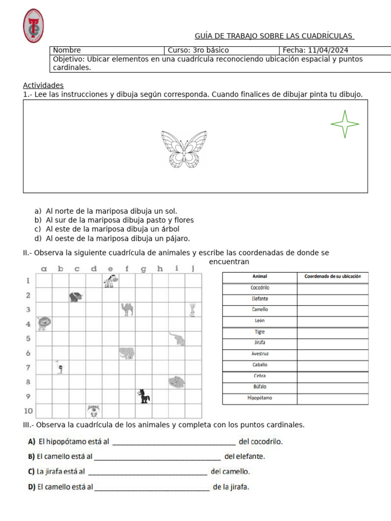 GUÍA DE TRABAJO SOBRE LAS CUADRÍCULAS 3ro | PDF