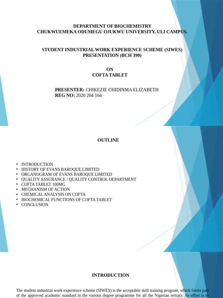 Chidinma Slide | PDF | Tablet (Pharmacy) | Distillation Chidinma Slide | PDF | Tablet (Pharmacy) | Distillation