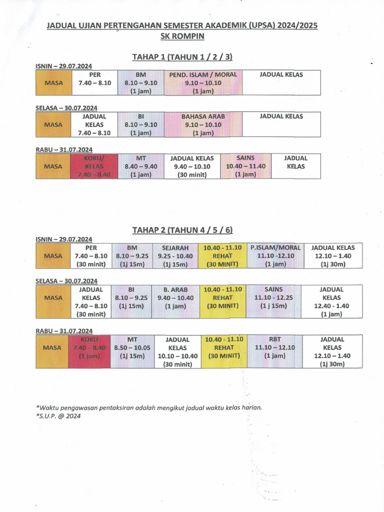 Jadual UPSA 2024 | PDF